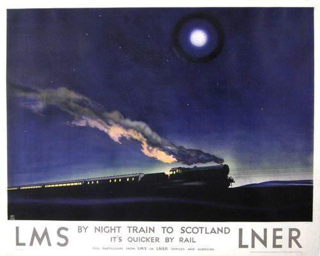 Vintage Lms Lner Night Train to Scotland Railway Poster A3/a4 Print - Etsy