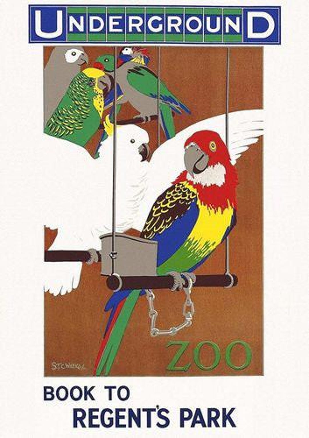 Vintage London Zoo Parrots Tourism Poster A3/a4 Print - Etsy