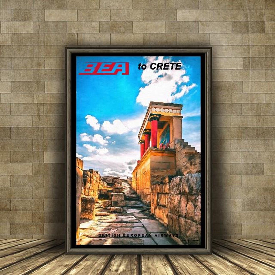 Vintage Style Airline Poster Bea to Crete A4/a3/a2 Print - Etsy