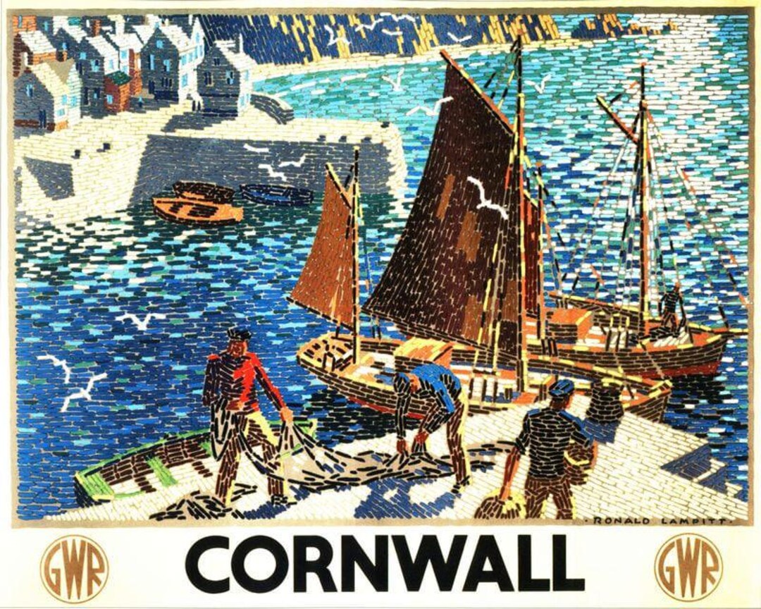Vintage Gwr Cornwall Mosaic Railway Poster Print A3/a4 - Etsy