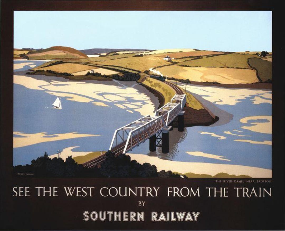 Vintage Southern Railway Padstow North Cornwall Railway Poster Print A3 ...