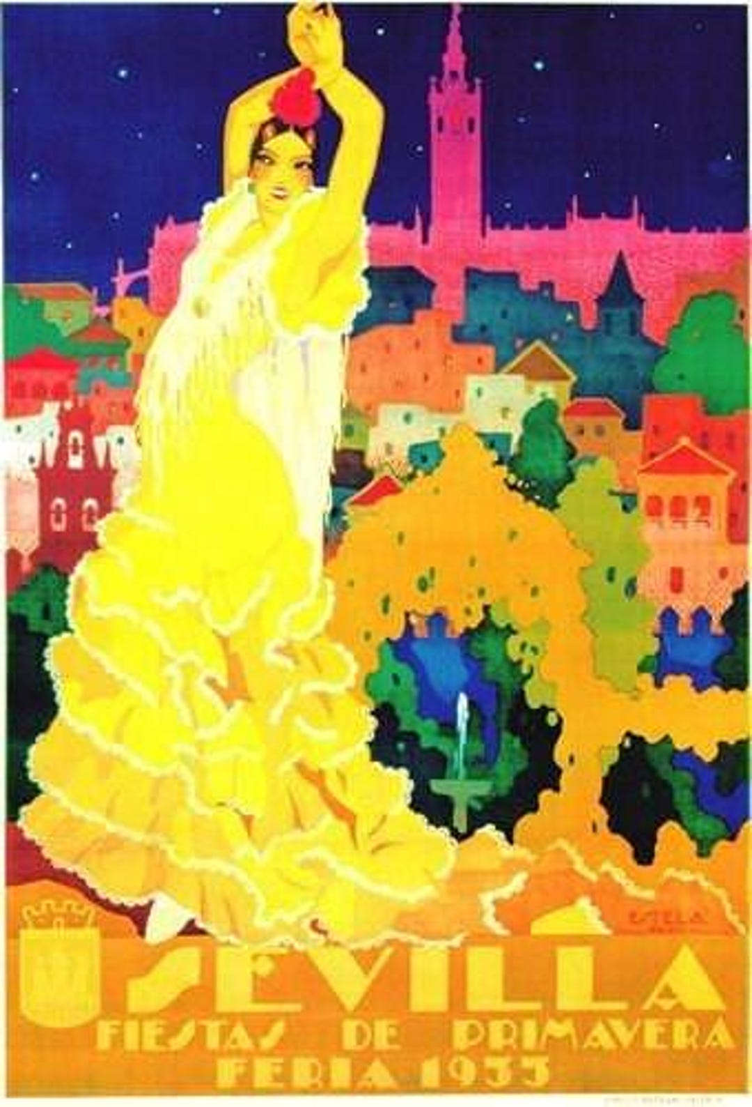 1933 Sevilla Seville Spain Fiesta Poster A3 Print - Etsy