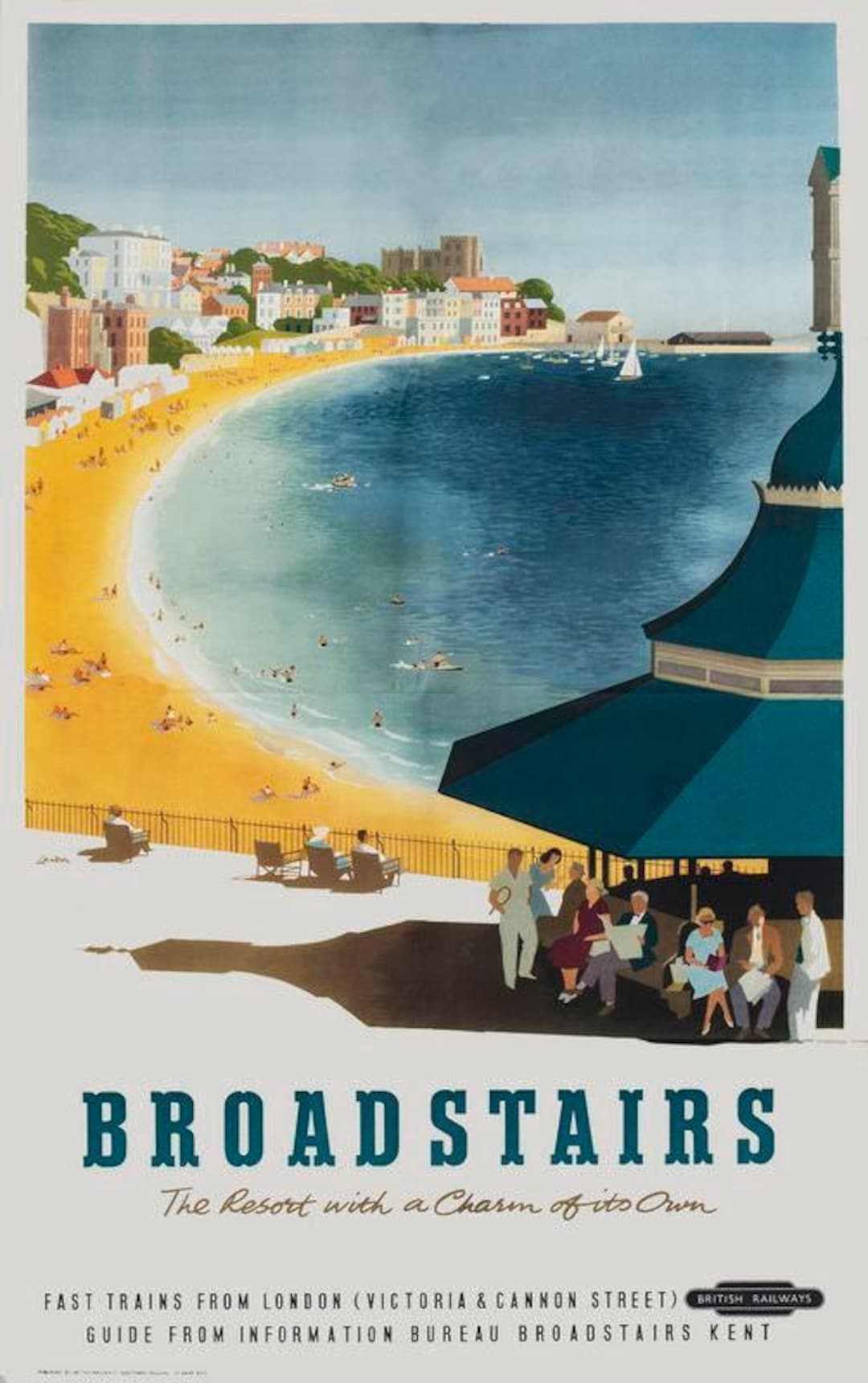 Vintage British Rail Broadstairs Kent Railway Poster Print A3/a4 - Etsy