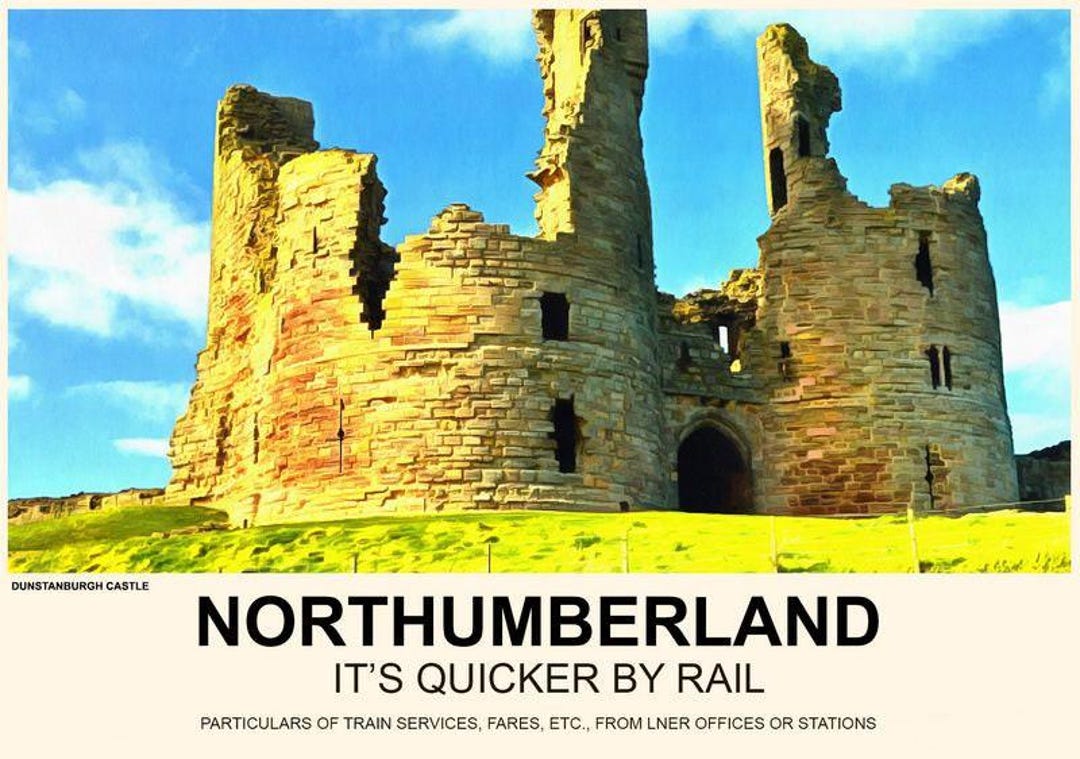 Vintage Style Railway Poster Dunstanburgh Castle Northumberland A4/a3 ...