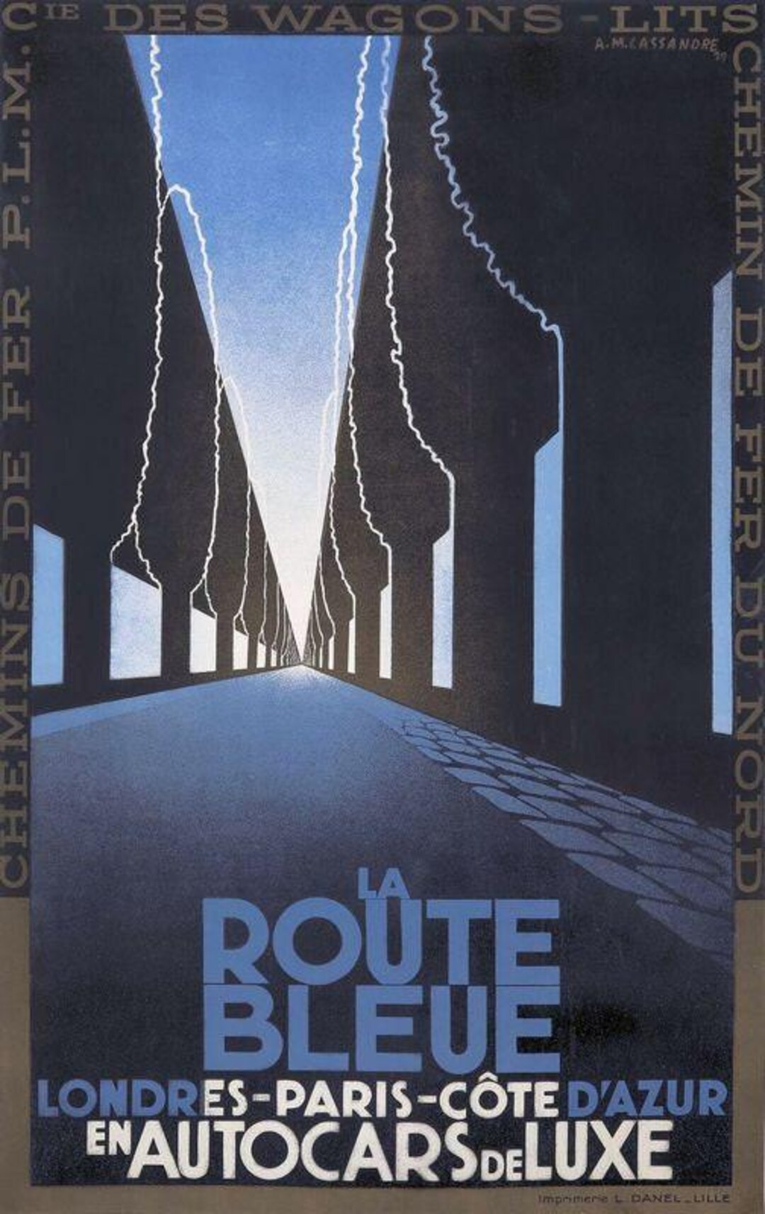 Vintage Blue Route London Cote D Azur French Railway Poster Print A3/a4 ...