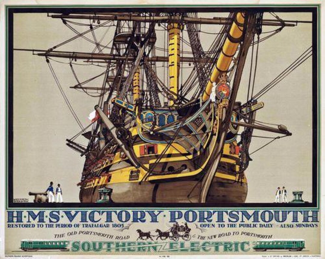 Vintage Southern Railway Portsmouth Hms Victory Railway Poster Reprint ...