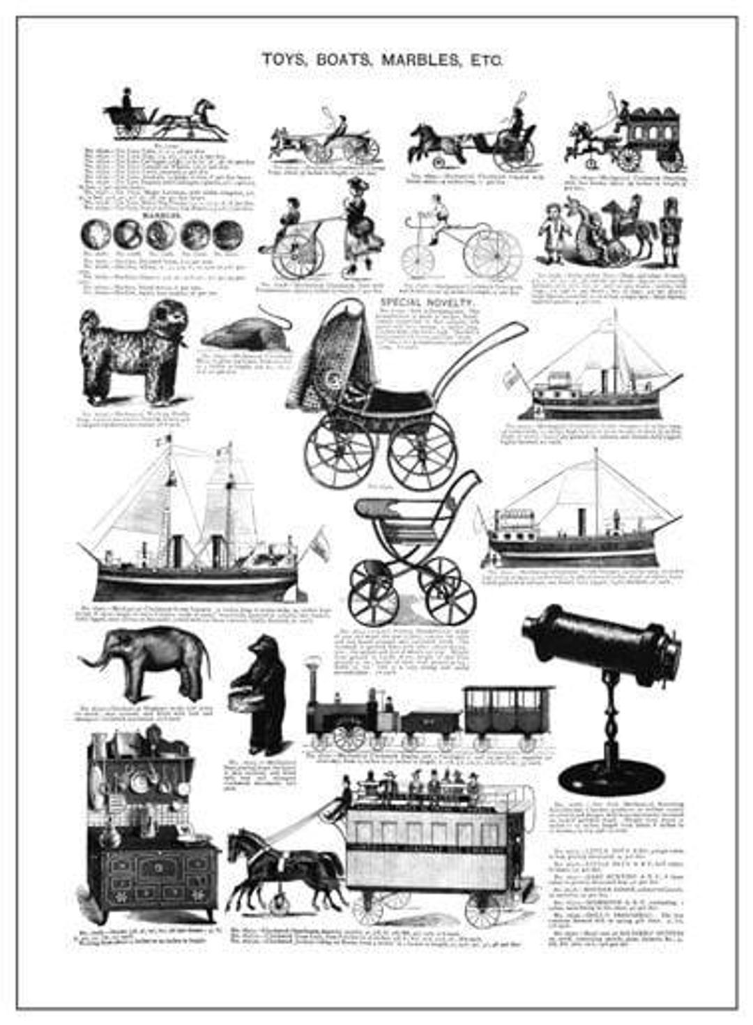 Antique Victorian Catalogue Illustration of Childrens Toys A3 Poster ...