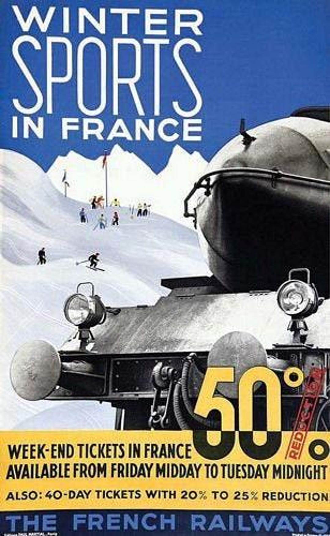 Vintage French Railways Winter Sports in France Tourism Poster A3/a4 ...