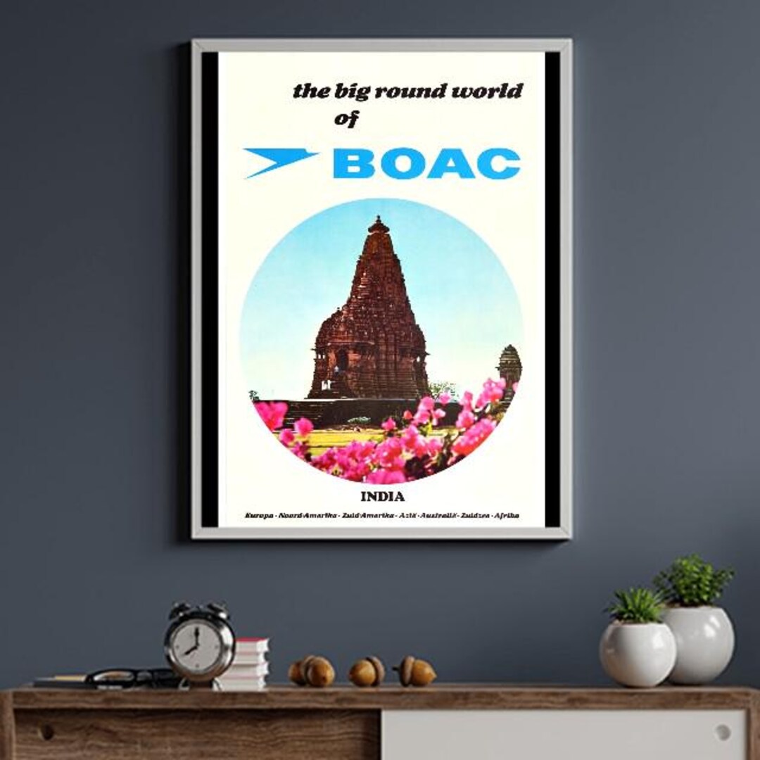 Vintage Boac Flights to India Airline Poster Print A3/a4 - Etsy