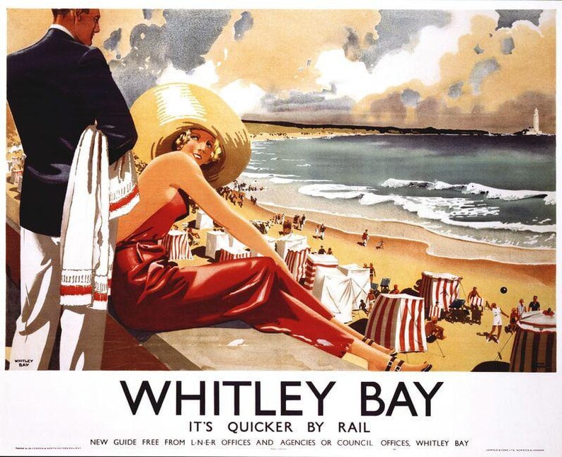 Vintage Lner Whitley Bay Beach Railway Poster Print A3/a4 - Etsy