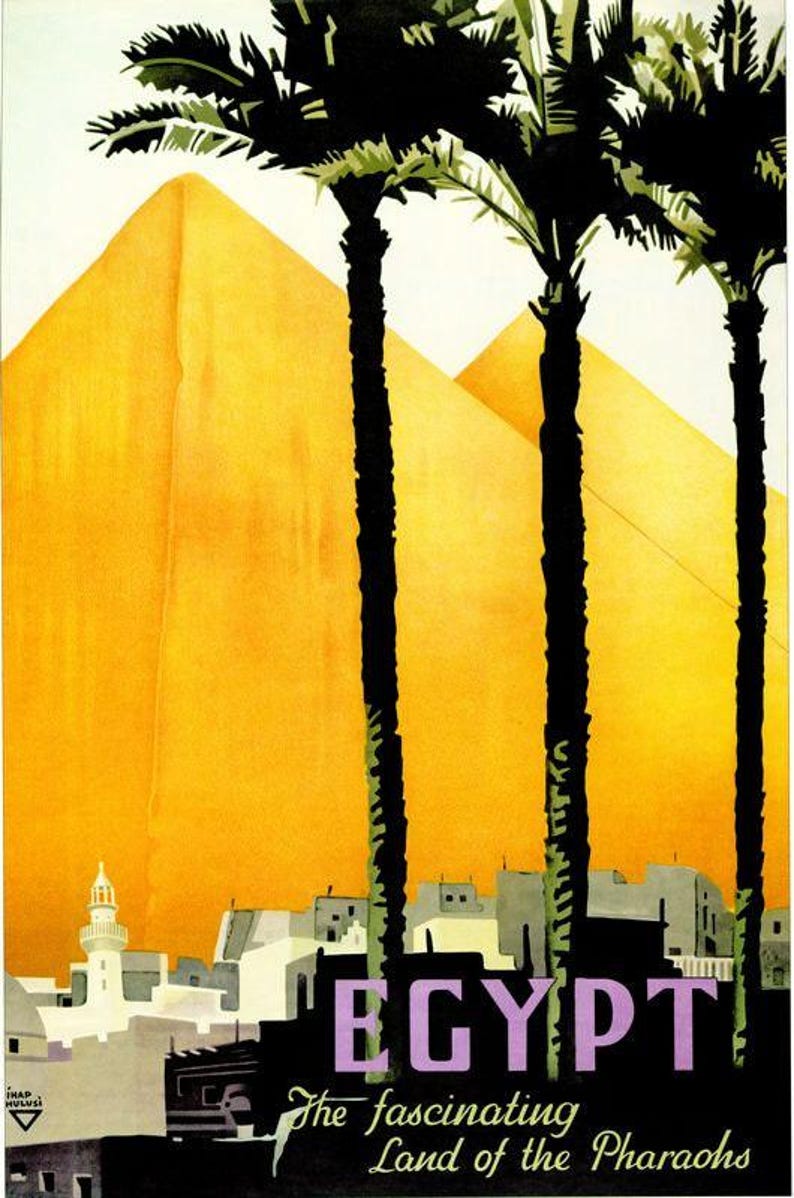 Vintage Egypt Pyramids Tourism Poster Print A3/a4 - Etsy