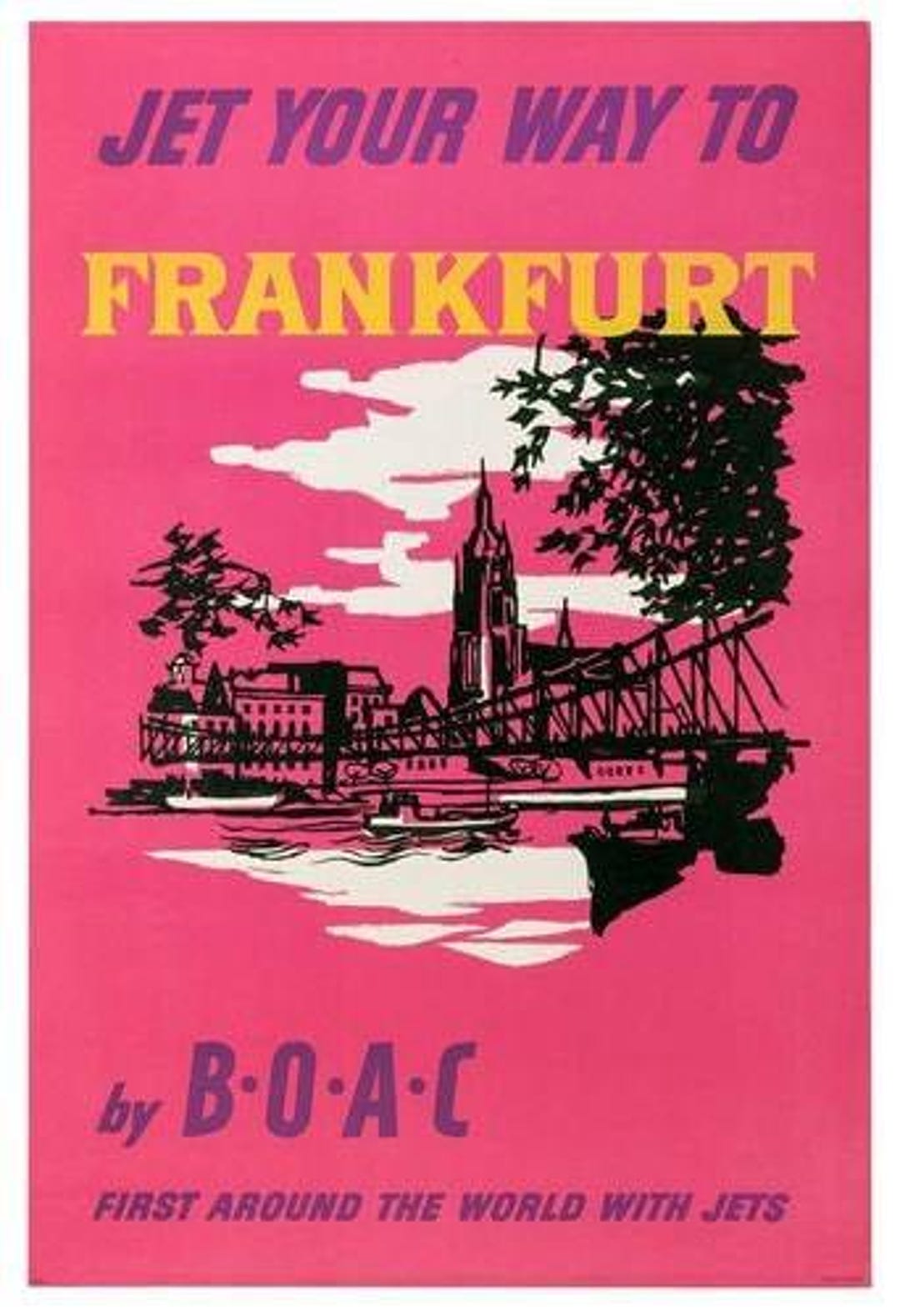 Vintage Boac Flights to Frankfurt Germany Airline Poster A3/a4 Print - Etsy
