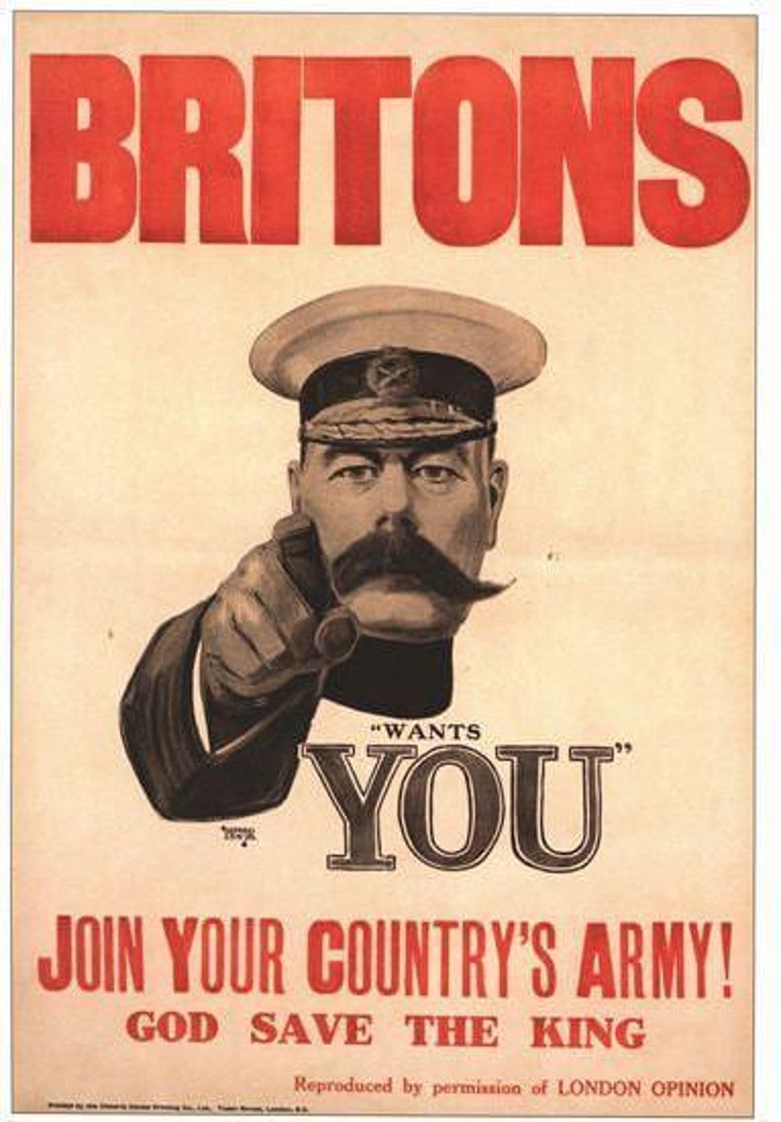 Vintage Ww1 Lord Kitchener Britons Your Country Needs You Poster A3/a2 ...