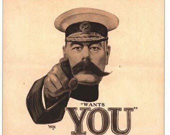 Vintage WW1 Lord Kitchener Britons Your Country Needs You Poster A3/A2 ...