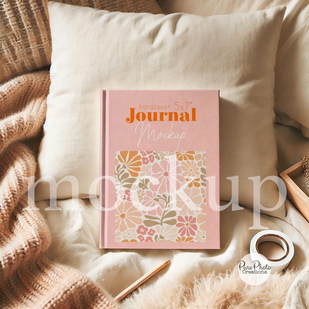 Hardcover Journal Mockup 5x7 Boho Cozy Style PSD & JPEG, Smart Object ...