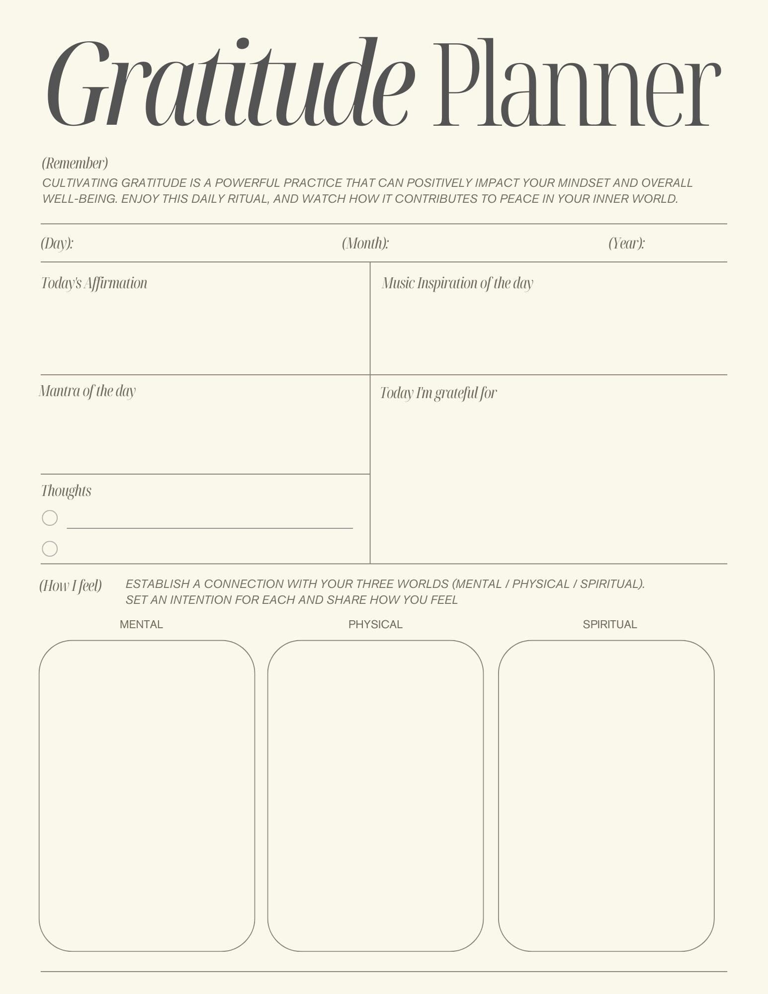 Daily Gratitude Journal Page | Printable PDF | Instant Download ...