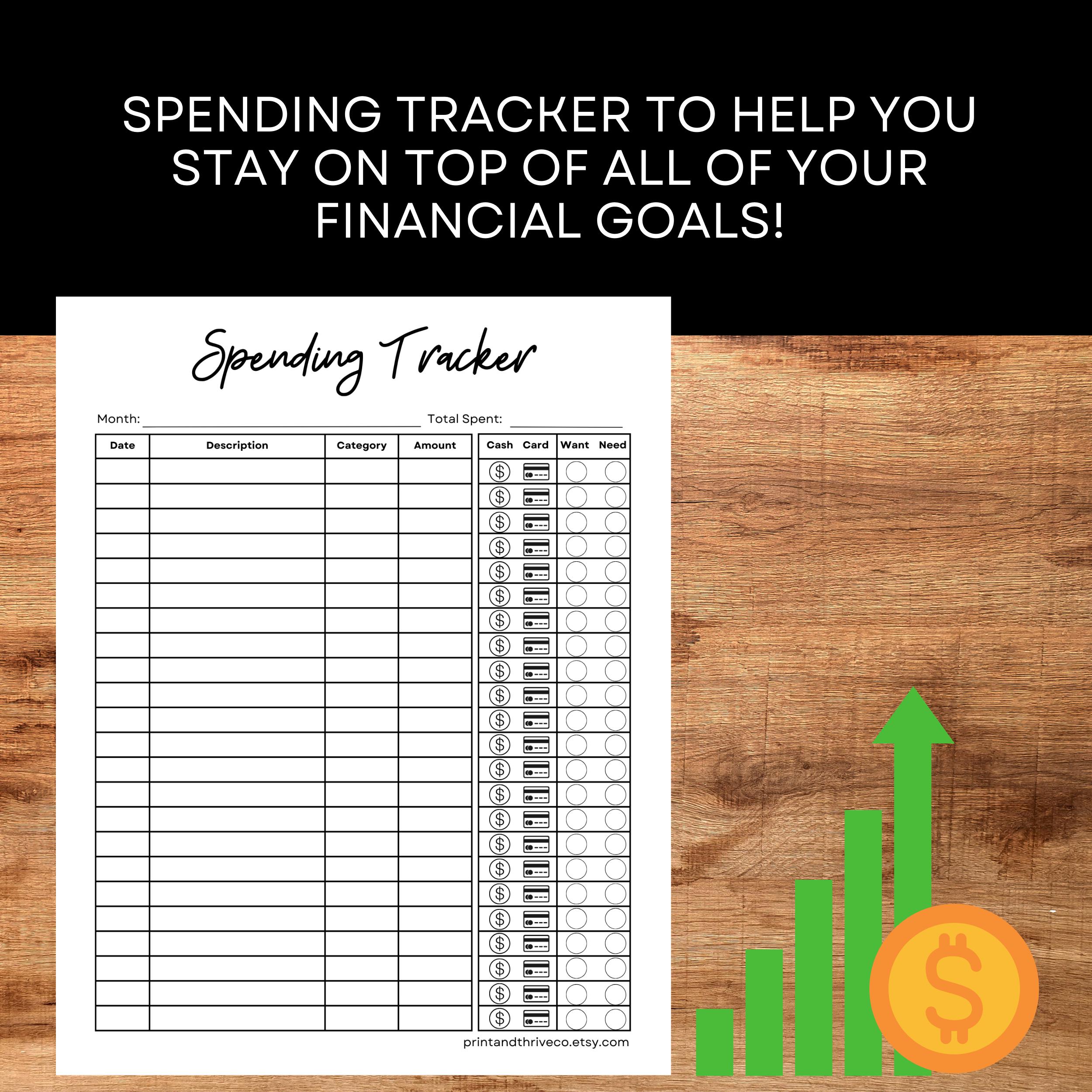 Spending Tracker, Habits, Simple Printable Goal Tracker, Printable ...