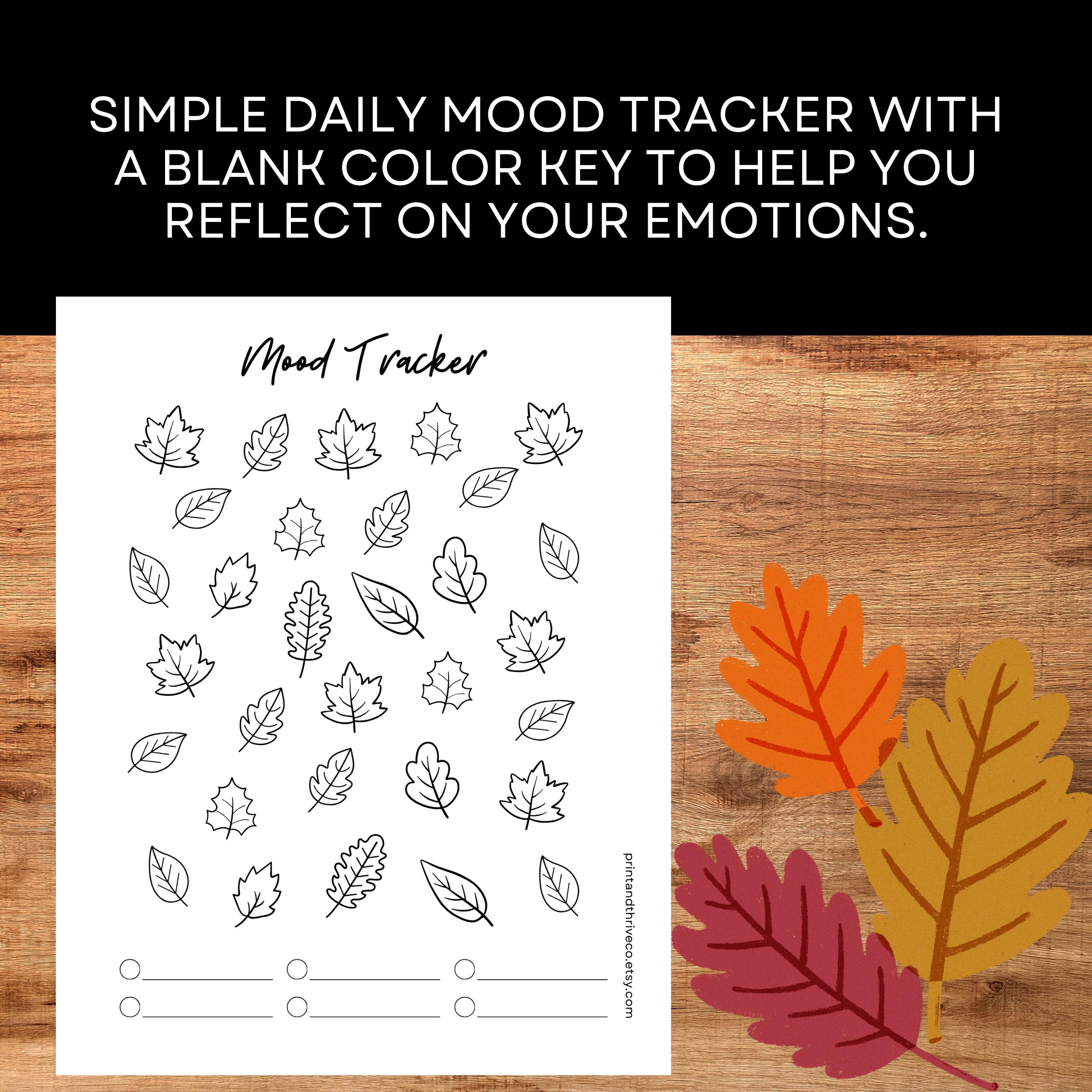 Fall Leaves Mood Tracker, PRINTABLE Mood Tracker, Planner Page ...