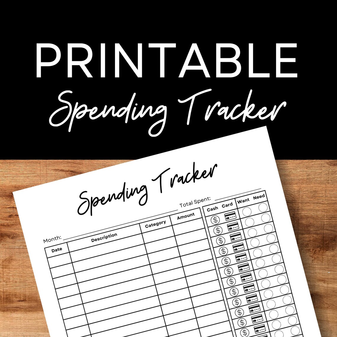 Spending Tracker, Habits, Simple Printable Goal Tracker, Printable ...