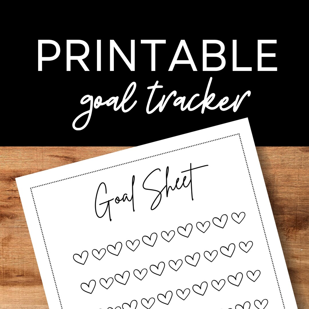 Heart Goal Tracker, 50 Streak, Simple Printable Goal Tracker, Printable ...