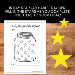 15 Day Star Jar Habit Tracker, Habits, Simple Printable Goal Tracker ...