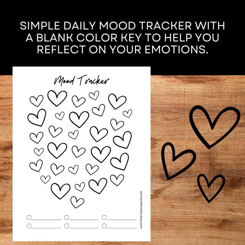 Heart Mood Tracker, PRINTABLE Mood Tracker, Planner Page, Feelings ...