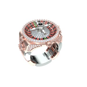 Roulette Ring With Raw Stone – Sterling Silver Casino Jewelry - Gift ...