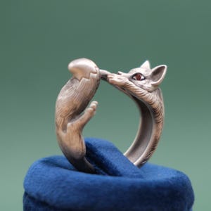 Fox Ring Red Eyes Silver - Etsy