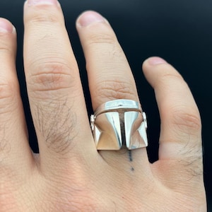 Handmade 925 Silver Mandalorian Ring – Unique Star Wars Geek Gift for ...