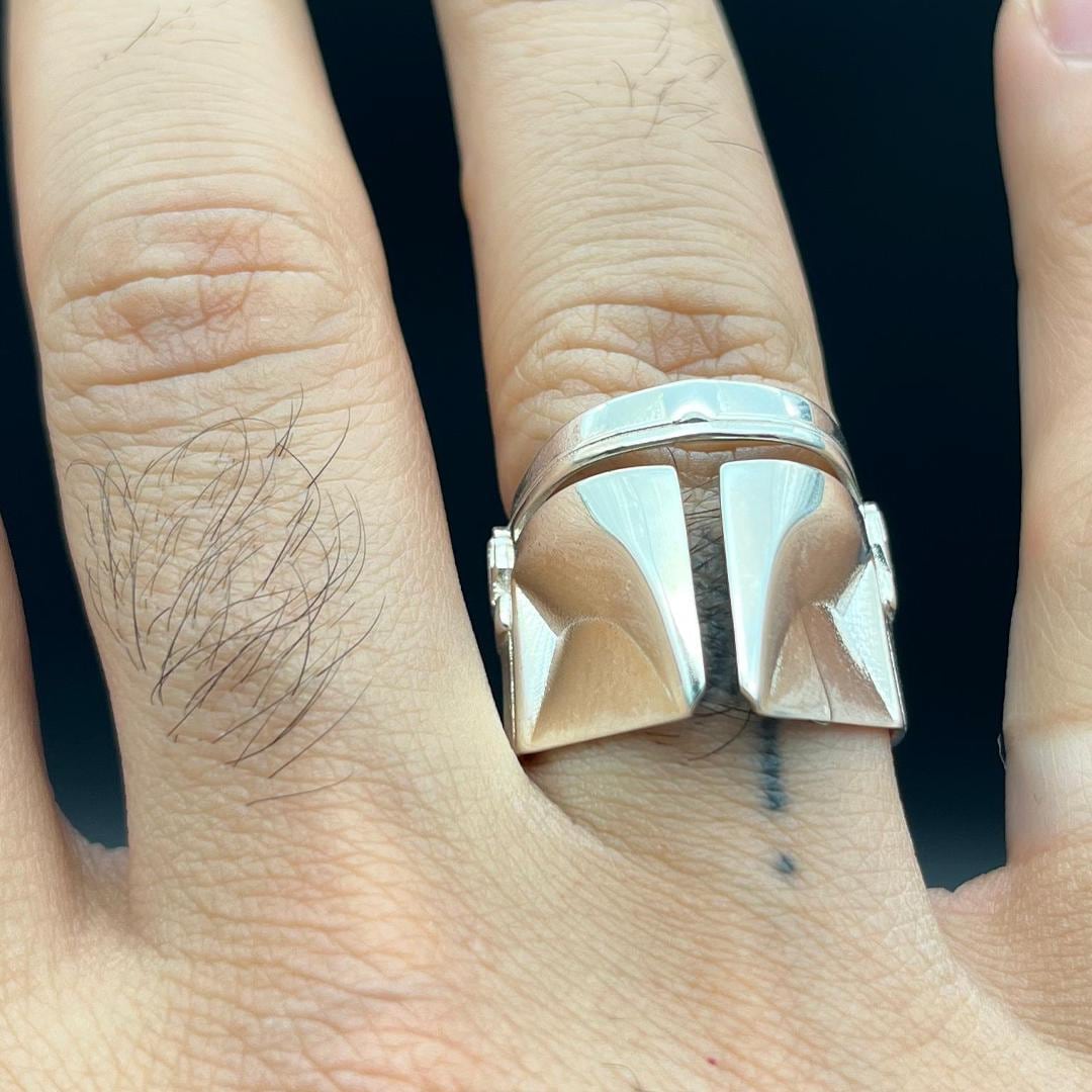 Handmade 925 Silver Mandalorian Ring – Unique Star Wars Geek Gift for ...