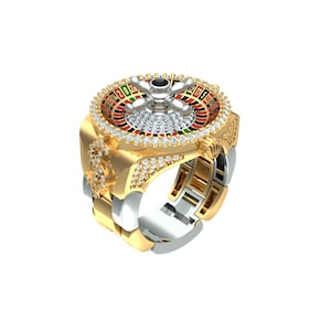 Roulette Ring With Raw Stone – Sterling Silver Casino Jewelry - Gift ...