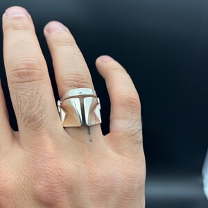 Handmade 925 Silver Mandalorian Ring – Unique Star Wars Geek Gift for ...