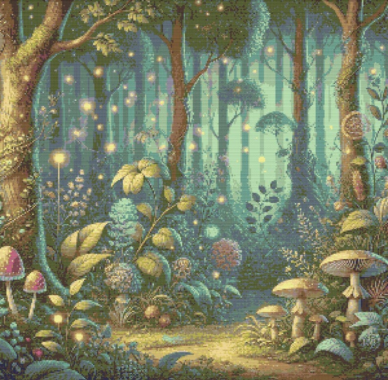 Cross Stitch Pattern - Enchanted Forest | Digital Download | 300 X 300 ...