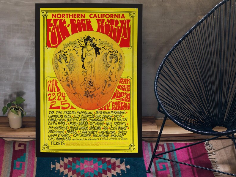 Jimi Hendrix, Led Zeppelin 1969 Northern Calif Vintage Concert Poster ...