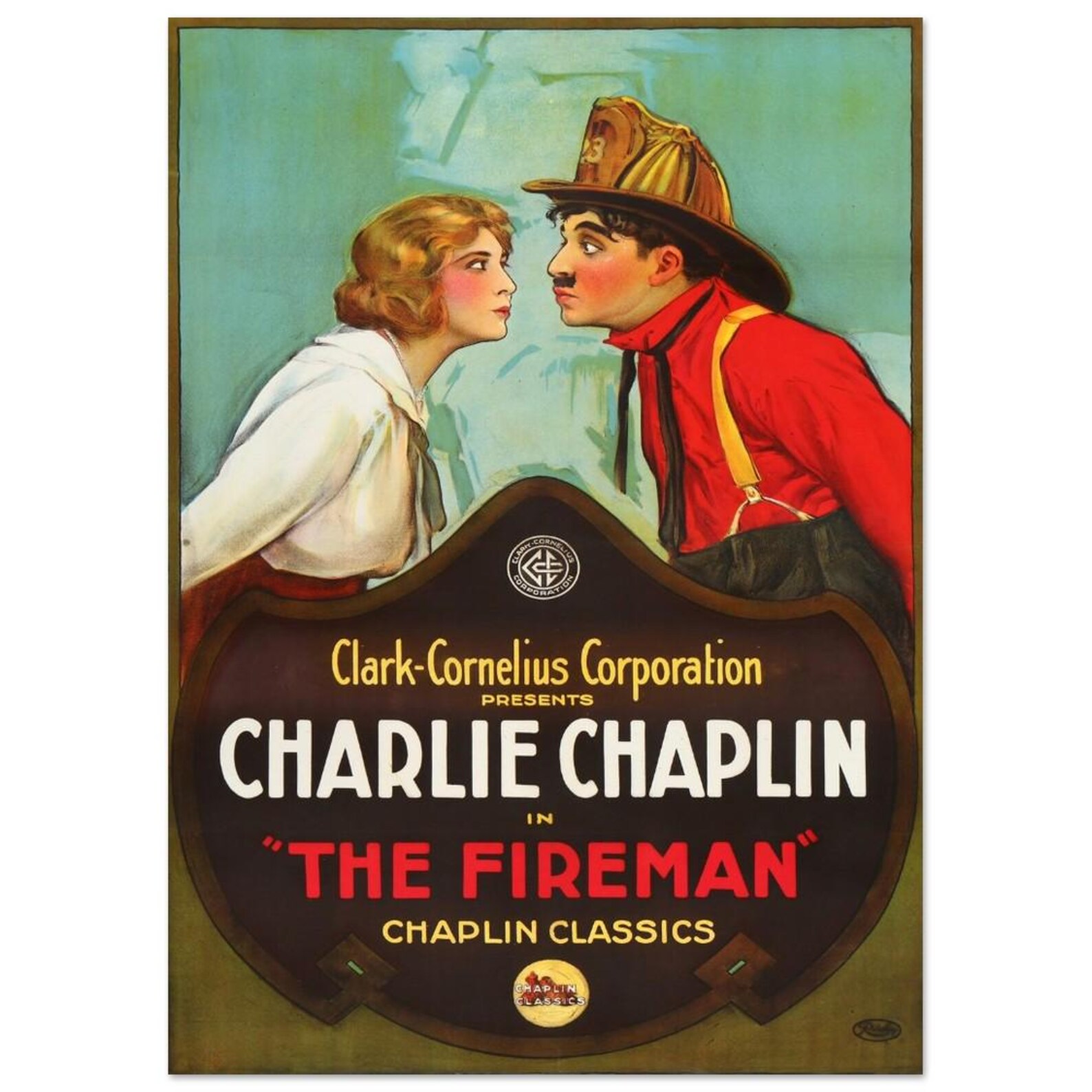 Charlie Chaplin 1916 the Fireman Vintage Movie Poster. Charles Chaplin ...