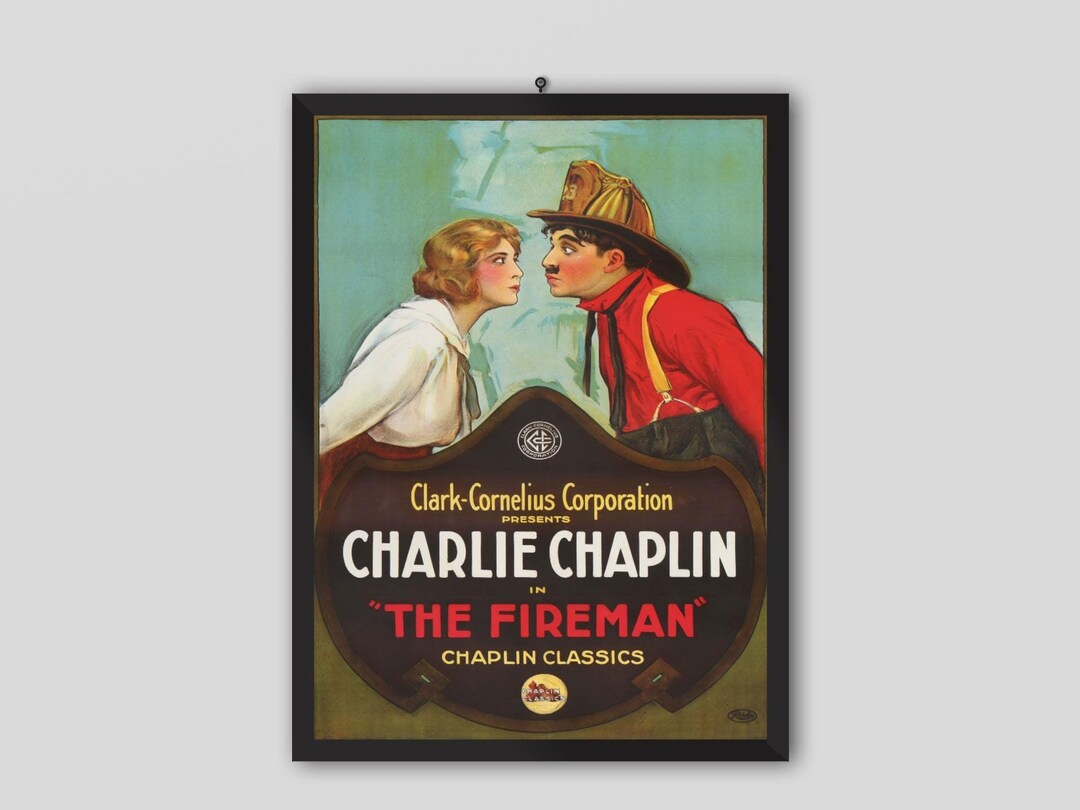 Charlie Chaplin 1916 the Fireman Vintage Movie Poster. Charles Chaplin ...