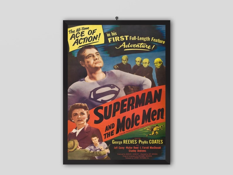 Superman and the Mole-men 1951 Vintage Movie Poster. Lee Sholem Movie ...
