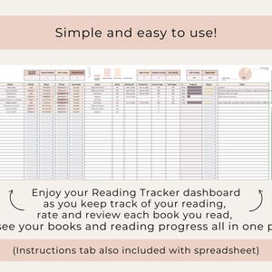 Reading Tracker Spreadsheet | Peachy Color Scheme - Etsy