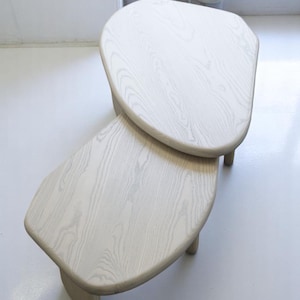 White Ash Wood Coffee Table, Unique Handmade Round Table, Small Table ...