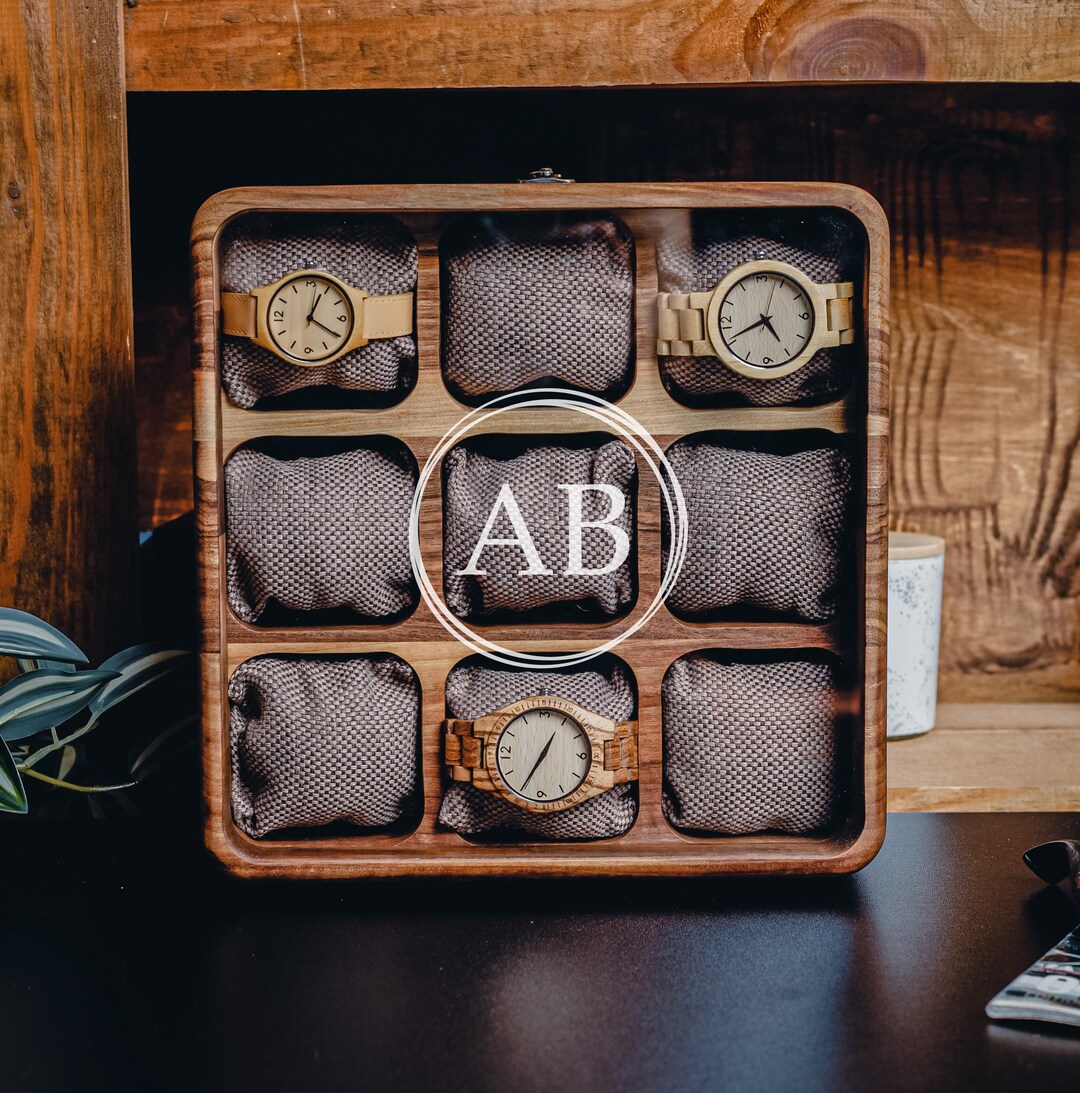 Custom Walnut Wood Watch Box for Men, Watch Display Case, Wood Watch ...