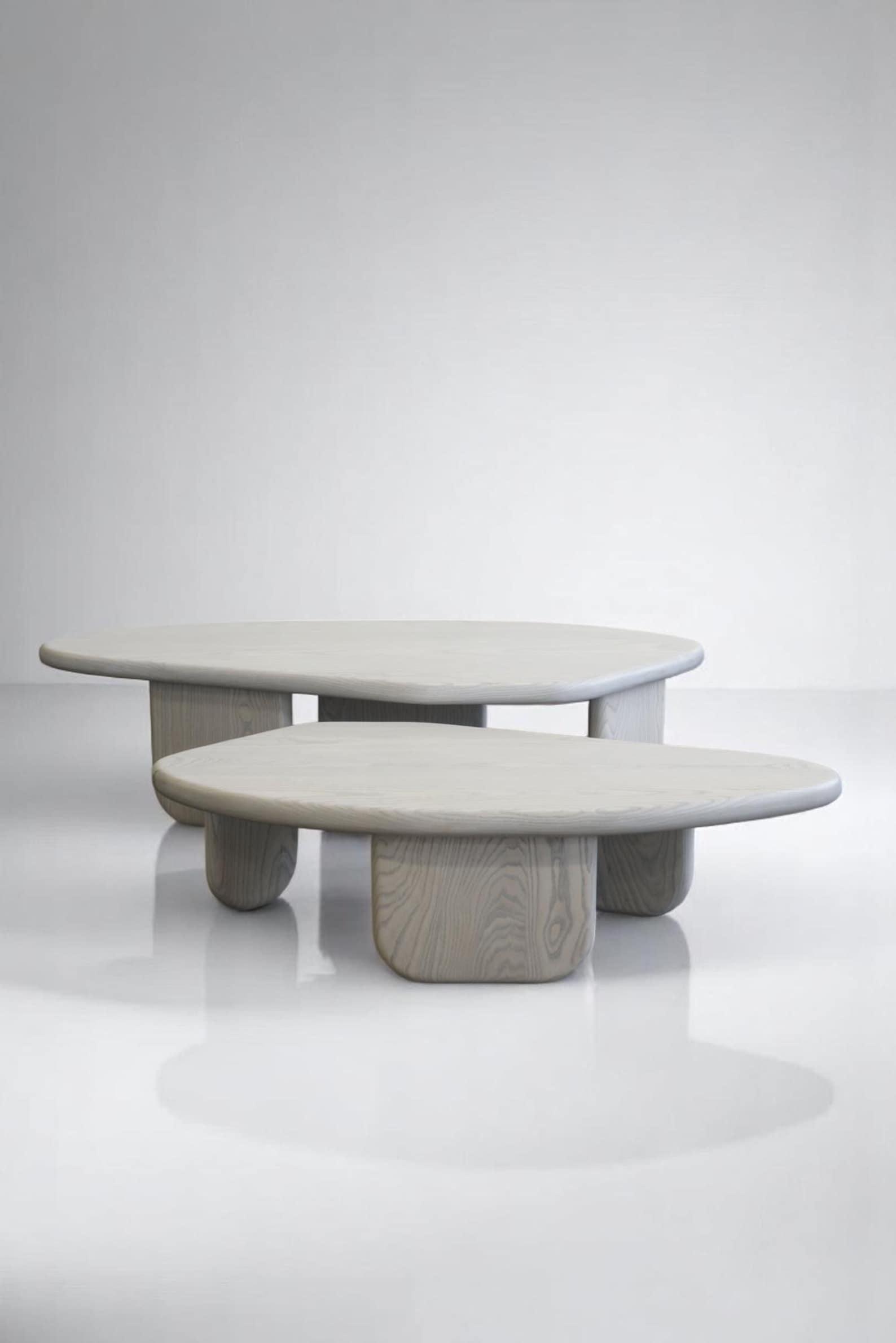 White Ash Wood Coffee Table, Unique Handmade Round Table, Small Table ...