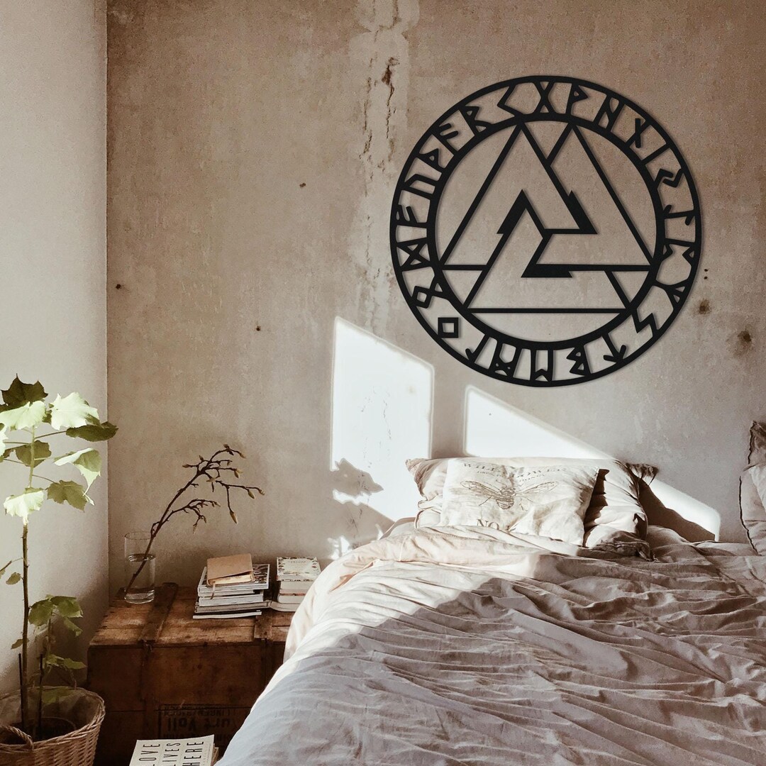 Valknut Vegvisir Metal Wall Art, Valknut Viking Metal Wall Art, Nordic ...