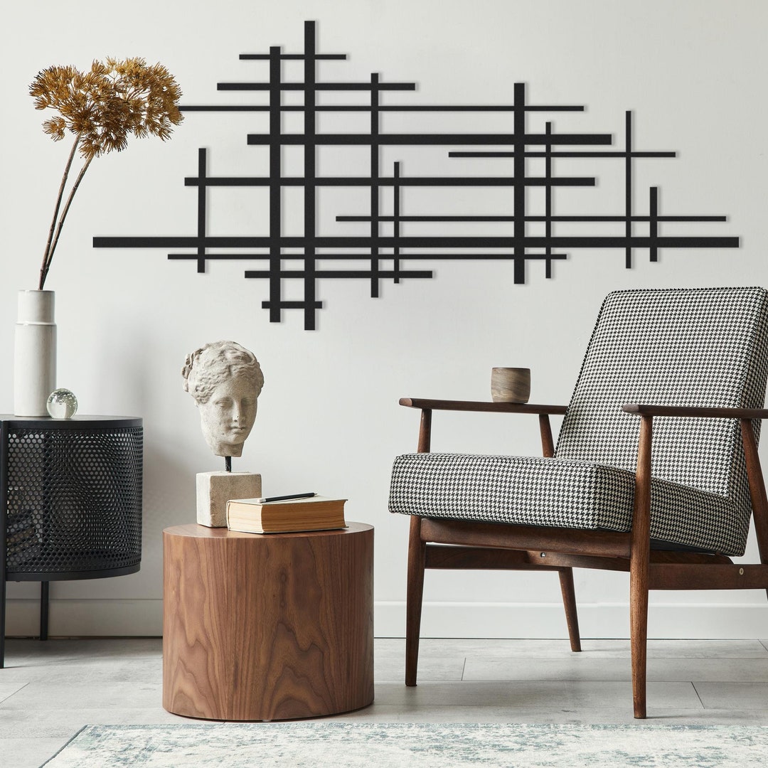 Modern Metal Wall Art, Abstract Line Design, Mid-century Decor - Etsy