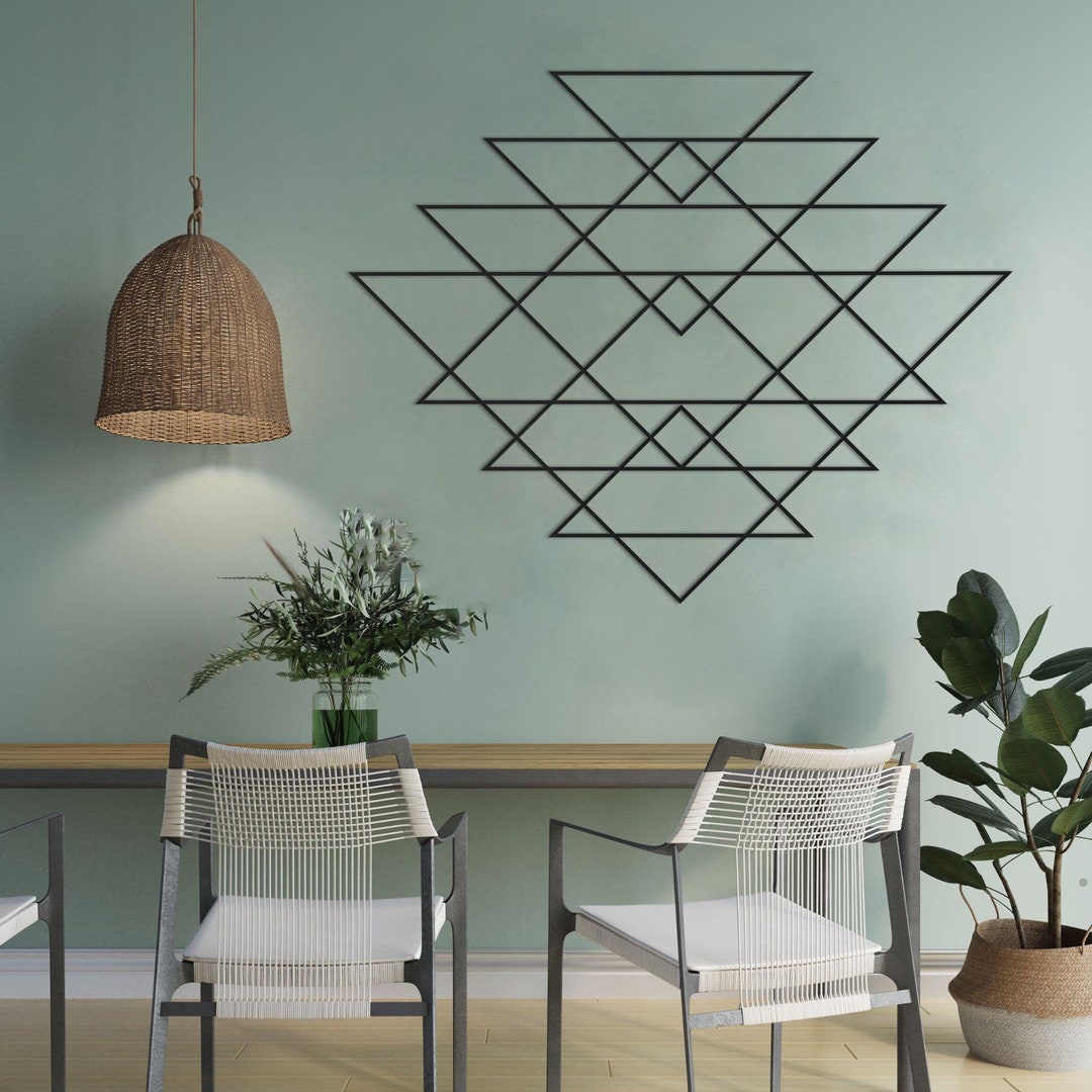 Geometric Triangles Metal Wall Art, Modern Geometric Wall Decor, Modern ...