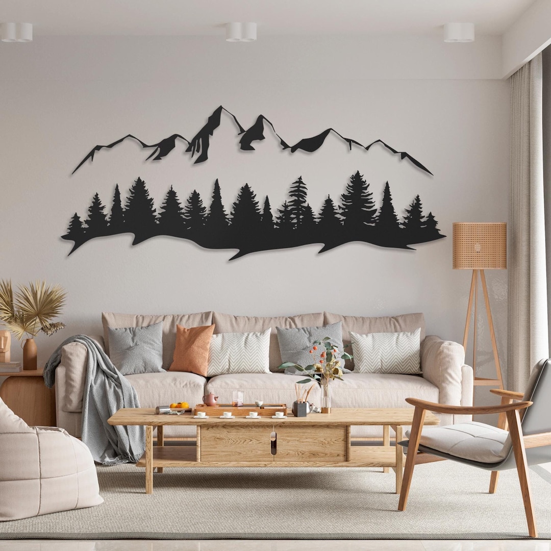 Metal Mountain Wall Art, Mountain Wall Decor, Large Metal Wall Art ...
