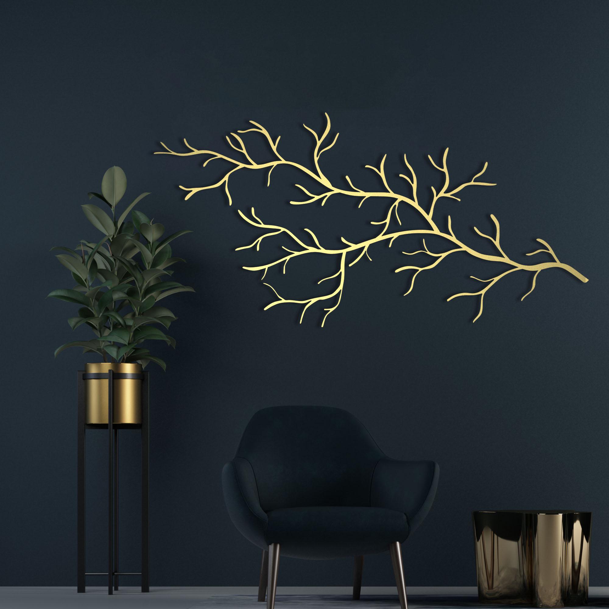Metal Tree Branch Wall Art, Nature Sculpture, Living Room Decor - Etsy