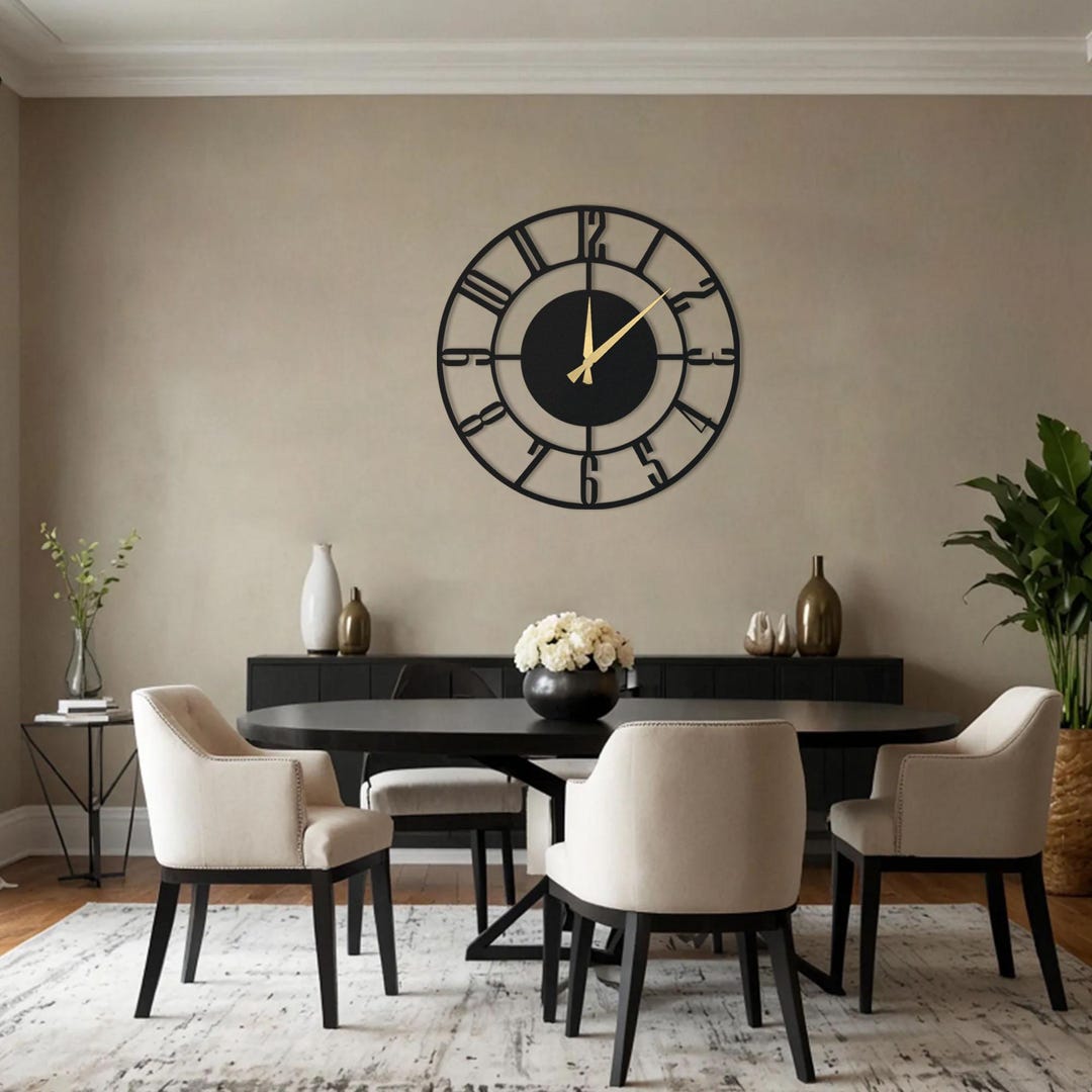 Modern Metal Wall Clock With Latin Numerals, Living Room Decor - Etsy