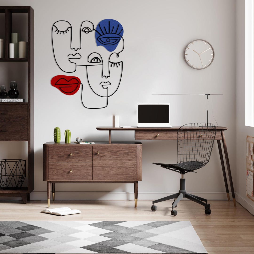 Diversity Wall Art, Abstract Faces Metal Line Wall Art, Colorful Metal ...