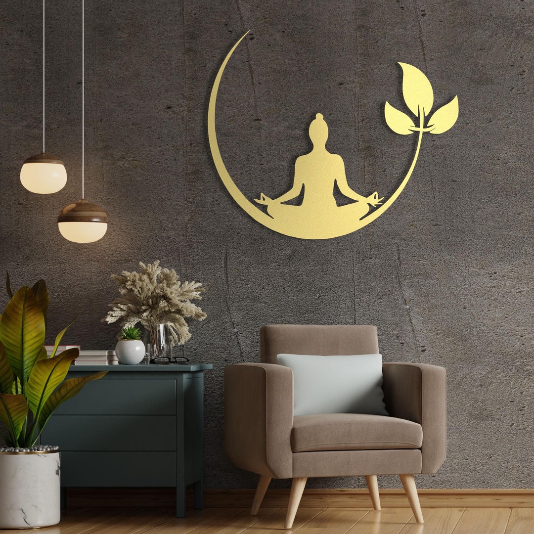 Buddha Metal Wall Art, Om Metal Wall Sign, Yoga Studio Decor, Spiritual ...