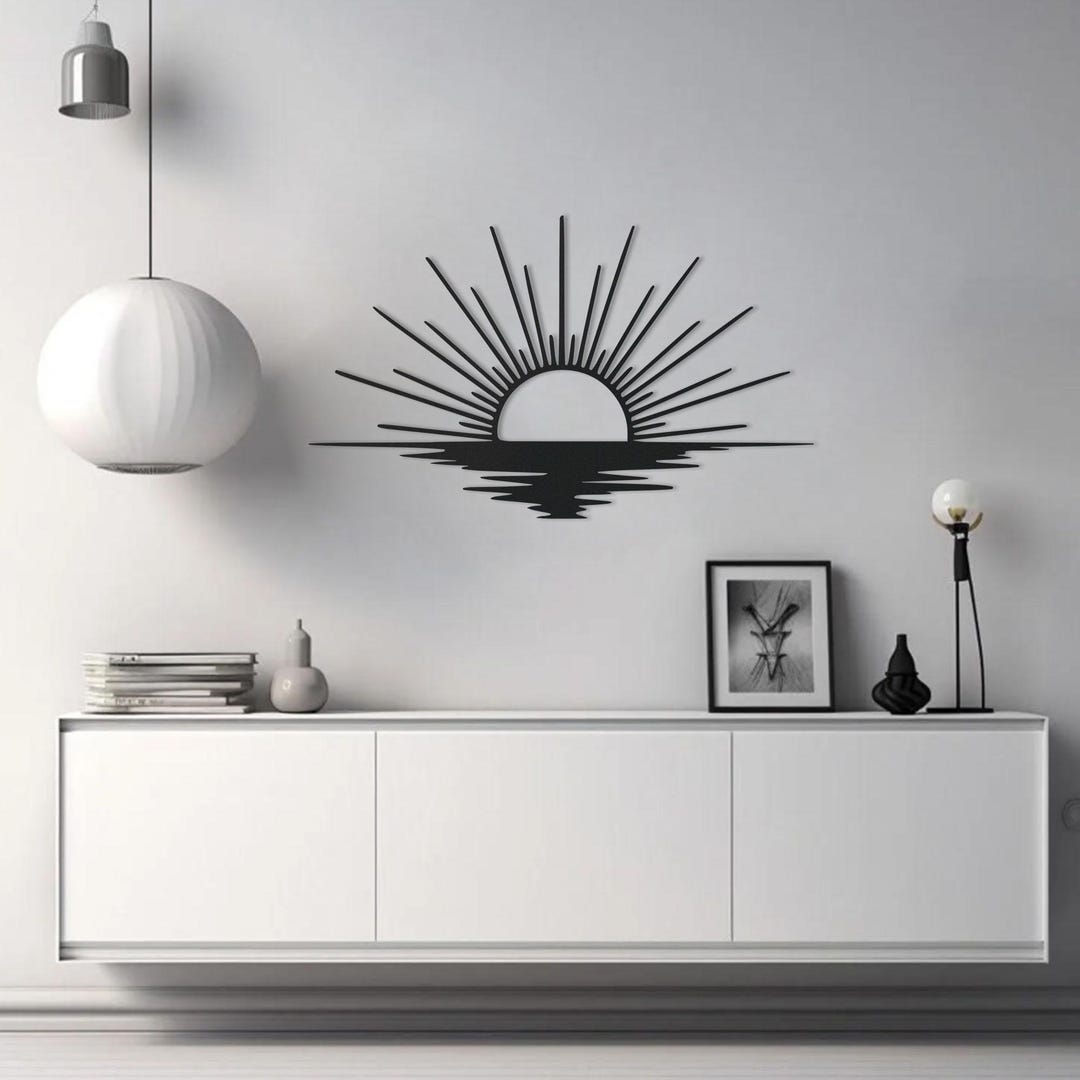 Sun Metal Wall Decor, Abstract Sunset Home Decor, Modern Wall Art ...